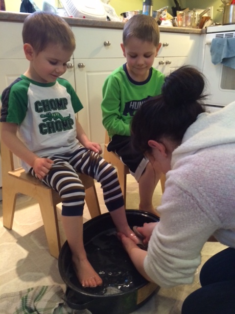 A family foot-washing ceremony + Easter Bible reading plan