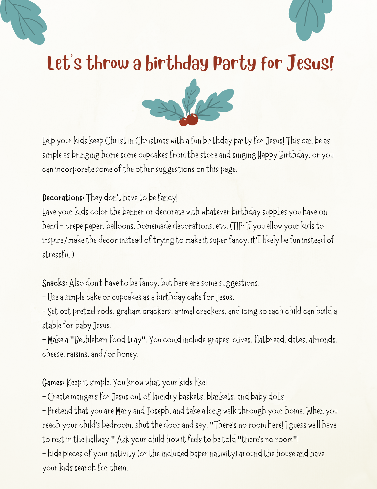 Birthday Party for Jesus! | Little Shoots, Deep Roots